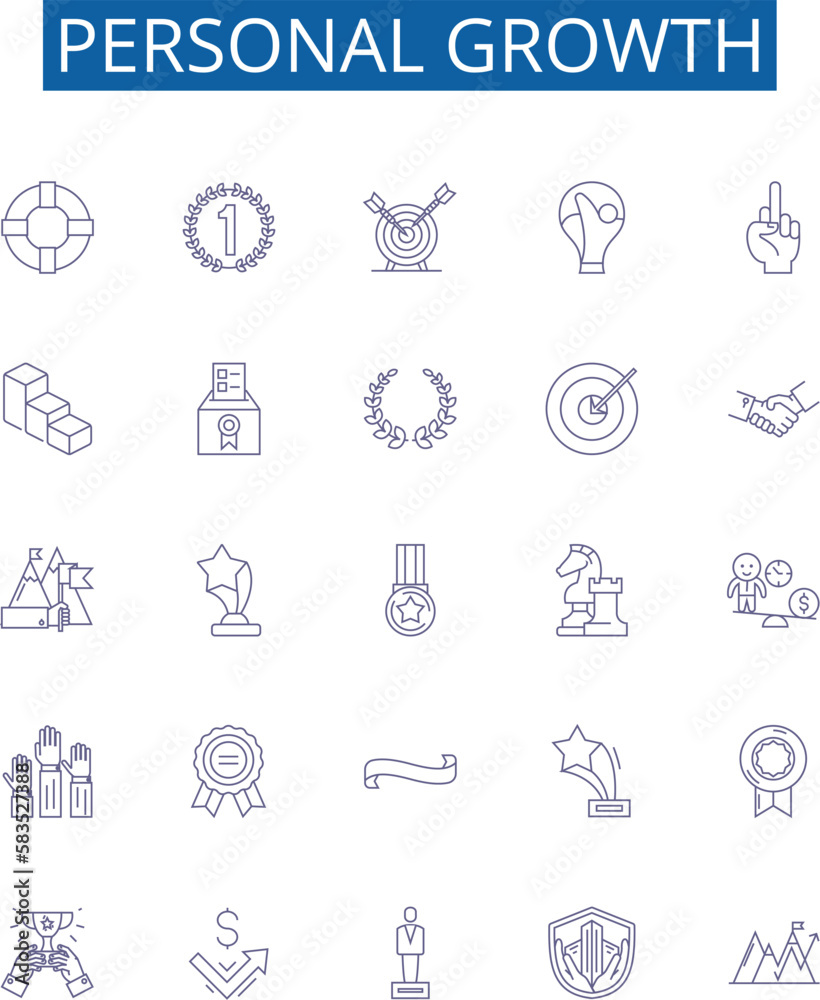 Personal growth line icons signs set. Design collection of Self ...