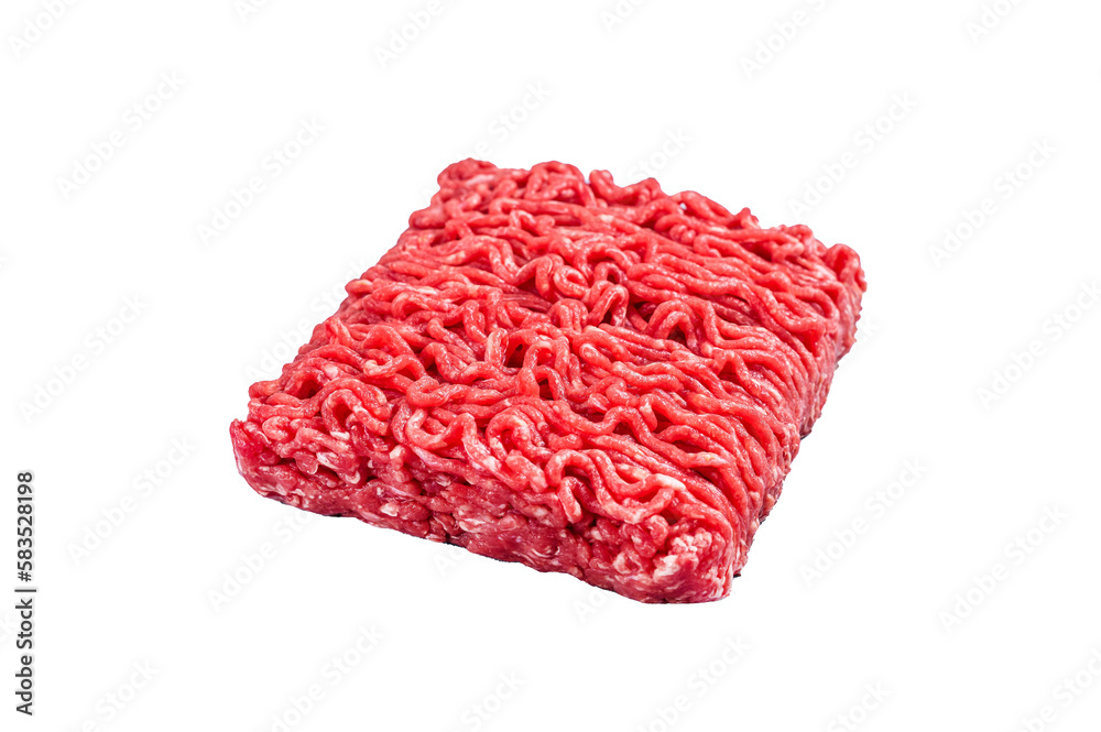 Raw Mince Ground meat on a butcher table. Isolated, transparent ...