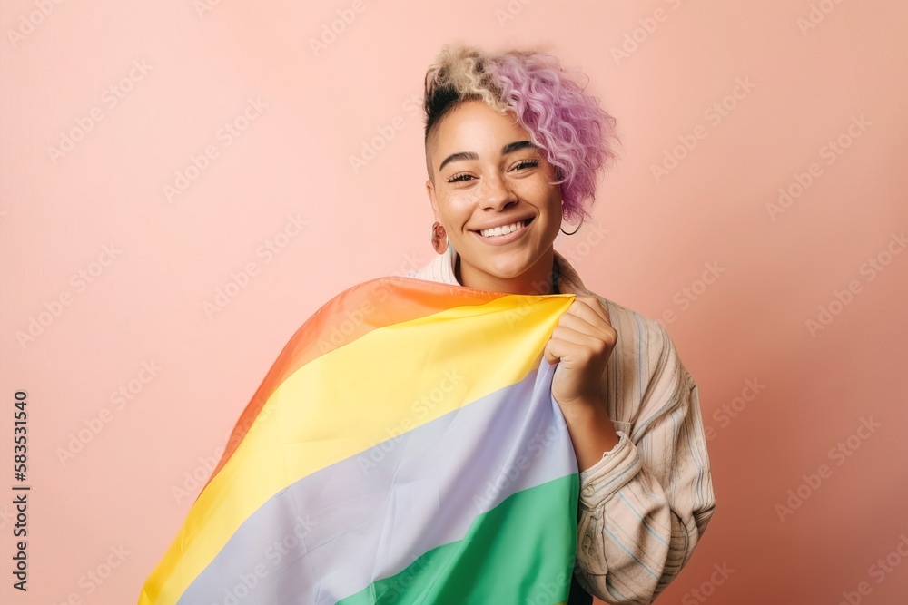 Illustrazione Stock beautiful young woman smiling queer LGBTQIA+ LGBT ...
