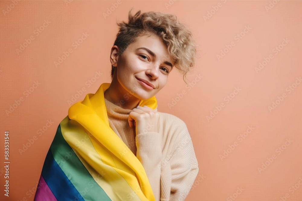 Ilustração do Stock: beautiful young woman smiling queer LGBTQIA+ LGBT ...