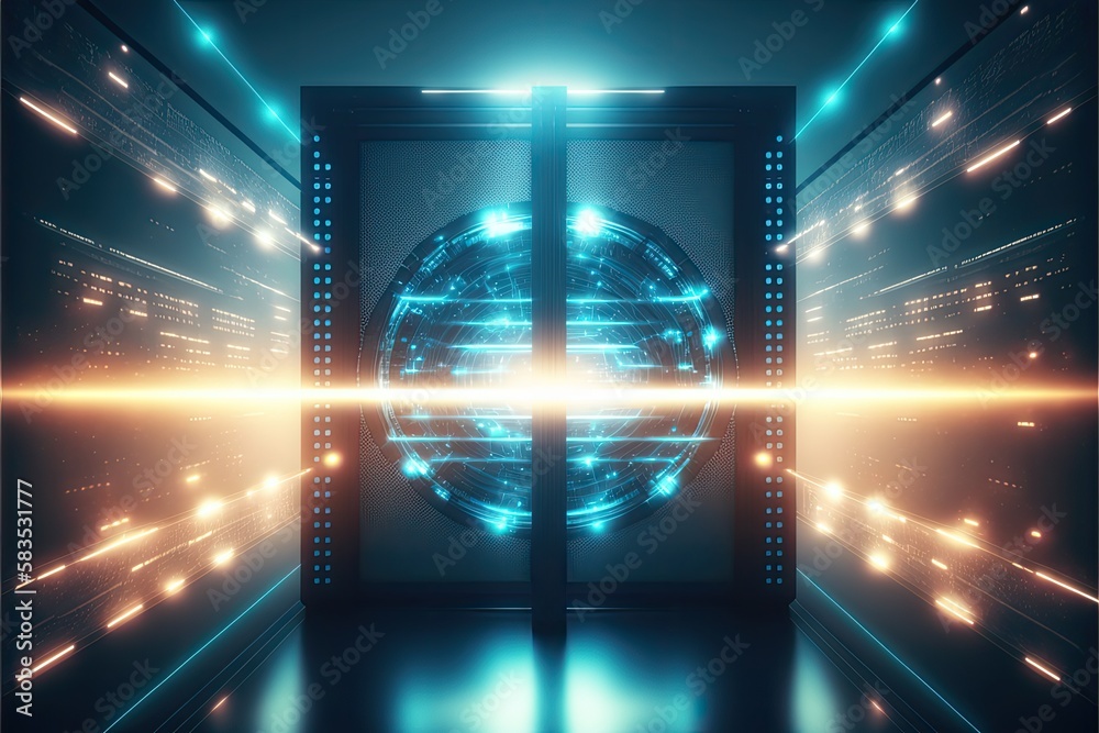 safeguarding data in server room with high tech fiber network ...