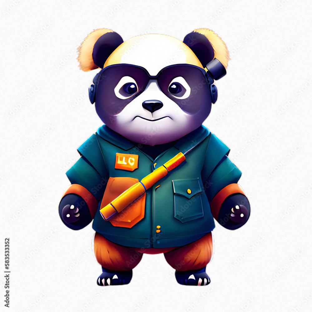 cute panda wearing jacket, transparent image, AI art. Stock ...