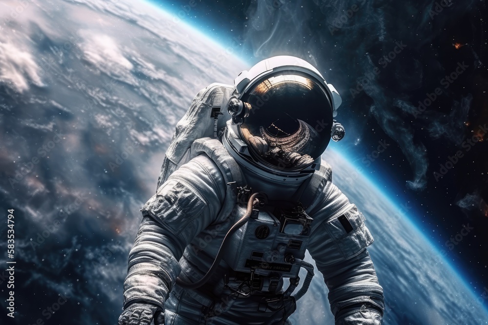 astronaut in deep space, made with generated ai Stock Illustration ...