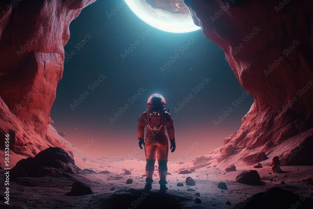 Astronaut in outer space in a alien world, made with generative ai ...