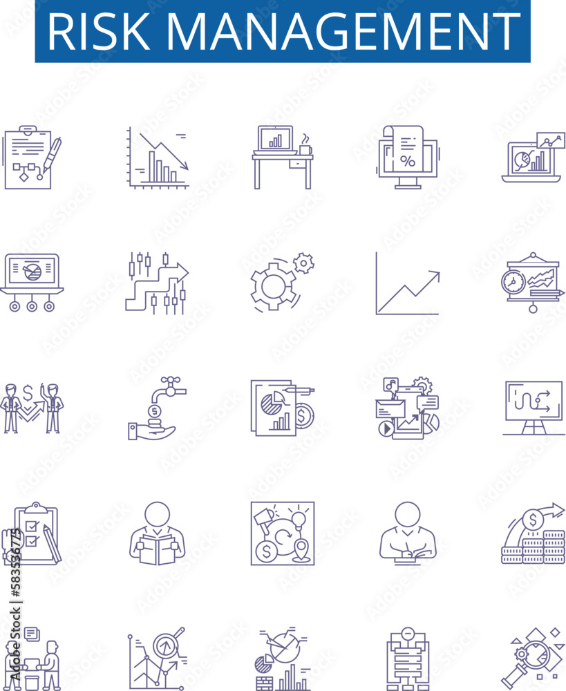 Risk management line icons signs set. Design collection of Risk ...