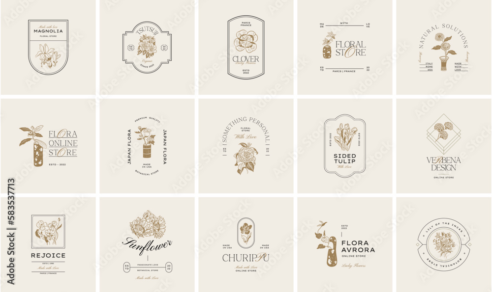 Vintage Flower logo template illustration for branding Stock Vector ...