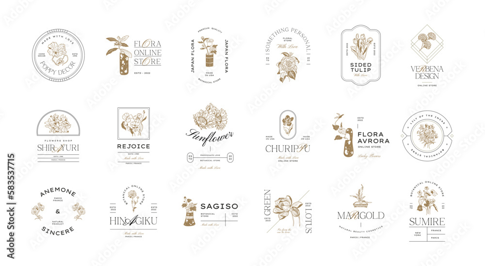 Vintage Flower logo template illustration for branding Stock Vector ...