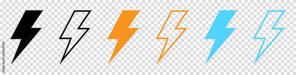 Flash thunder power icons. Energy and thunder electricity symbols ...