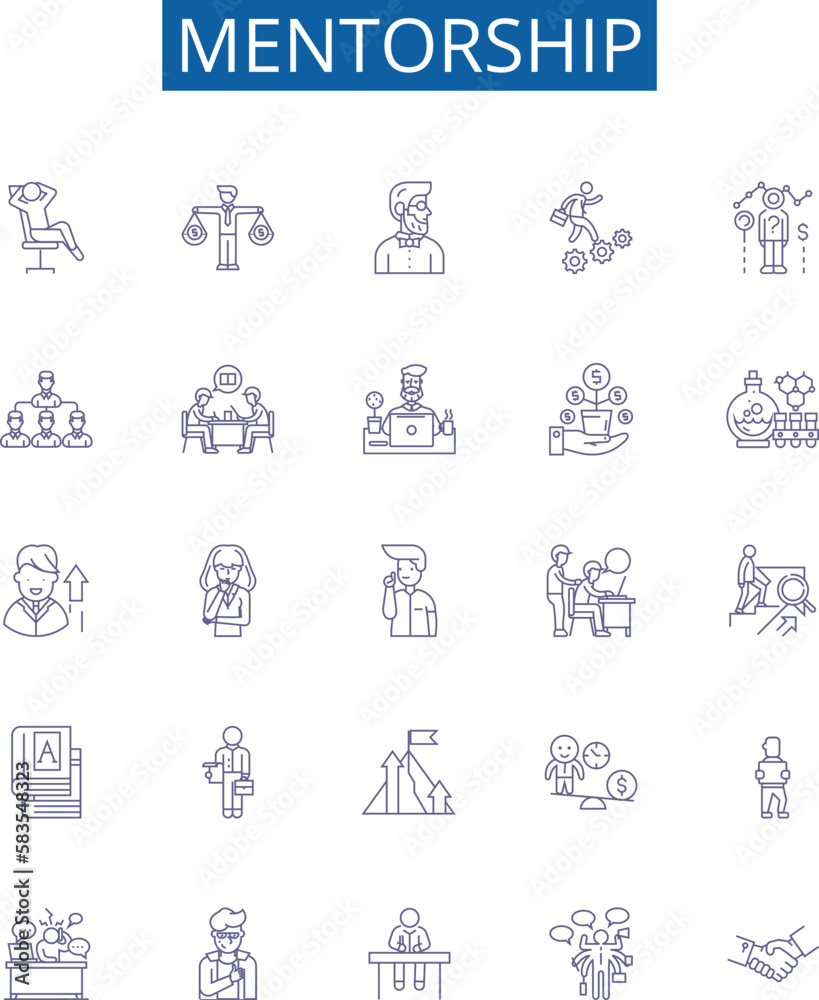 Mentorship line icons signs set. Design collection of Mentor ...