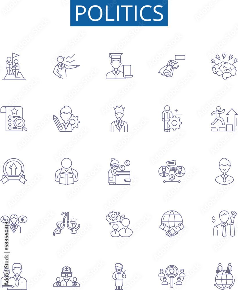 Politics line icons signs set. Design collection of Politics ...
