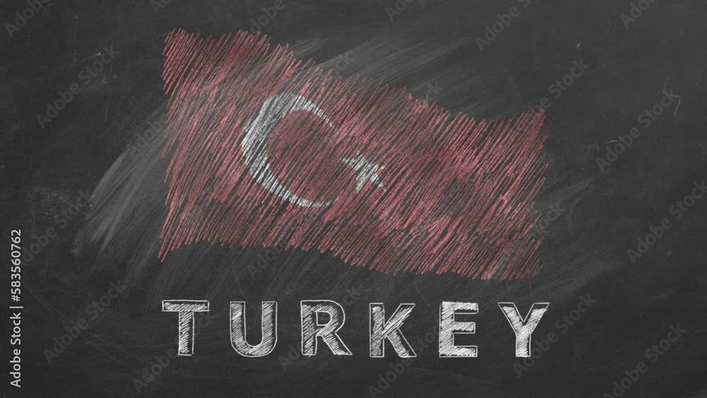 This video shows the process of drawing a flag of Turkey on a black ...