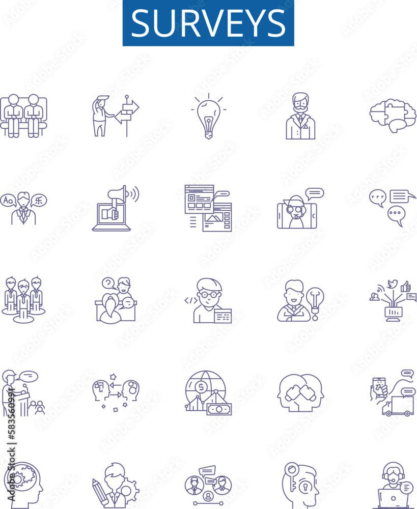 Surveys line icons signs set. Design collection of Survey, Polls ... Surveys line icons signs set. Design collection of Survey, Polls ...