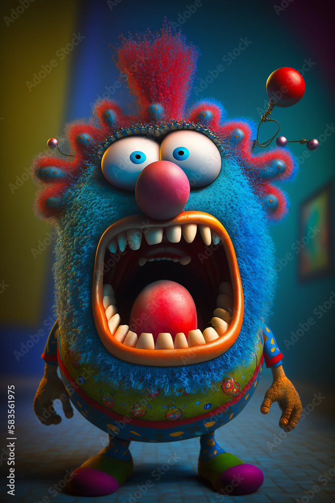 Comic Funzy 3d character with silly eyes and funny face. Generative Ai ...