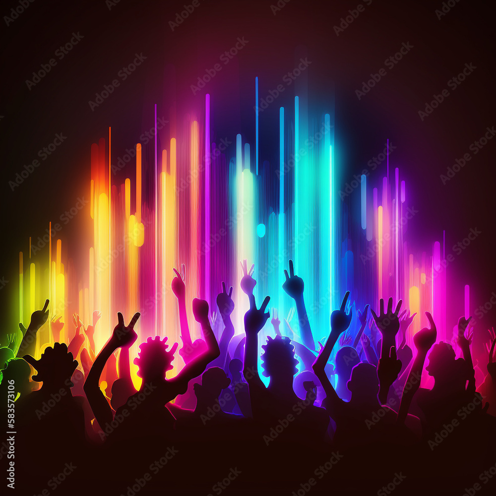 neon background hands up of dancing people light effect hd wallpaper ...