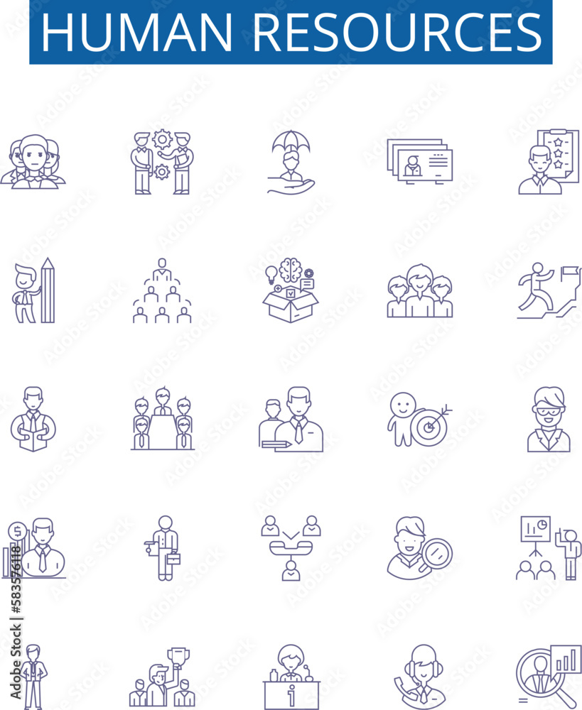 Human resources line icons signs set. Design collection of Personnel ...