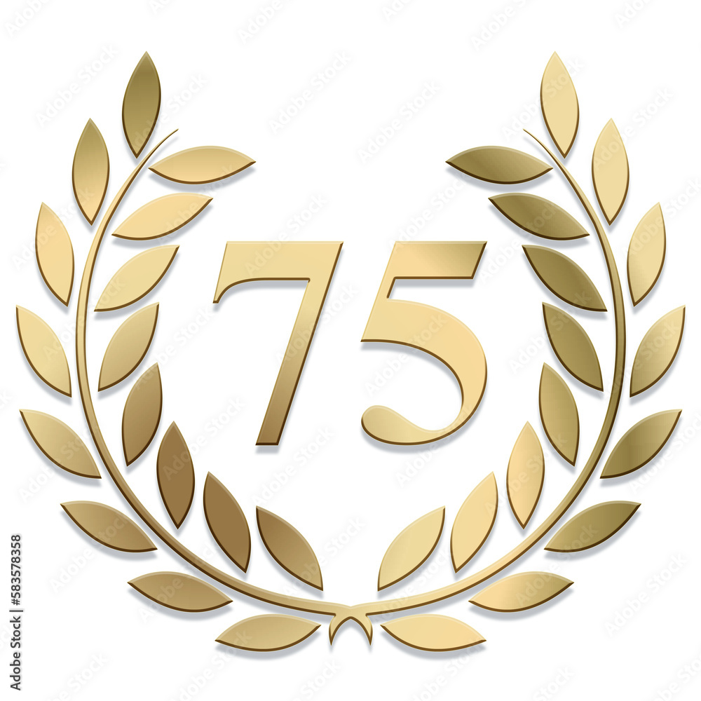 3D Gold PNG laurel wreath number 75 Stock Illustration | Adobe Stock