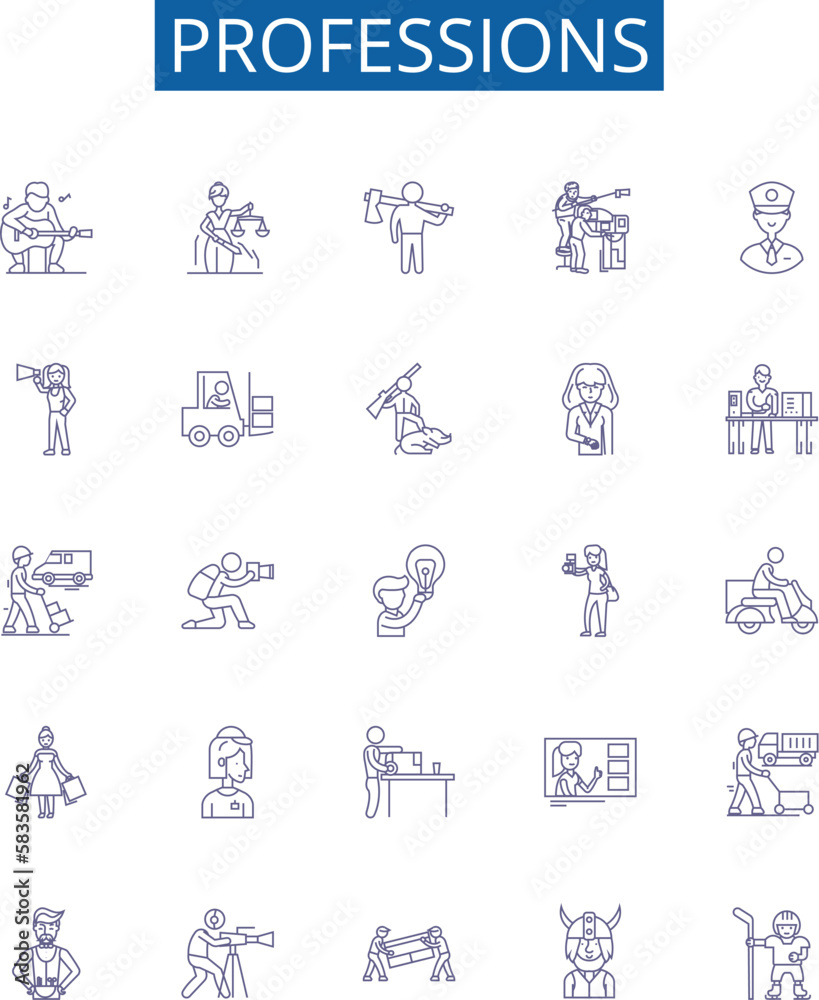 Professions line icons signs set. Design collection of Job, Craft ...