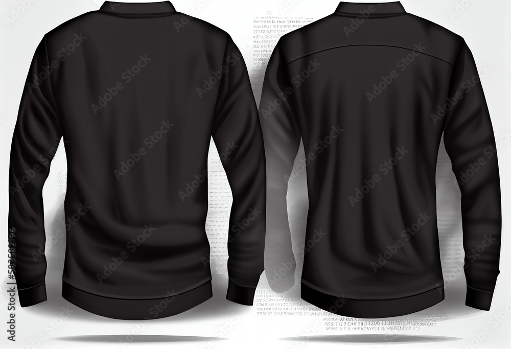 Watercolor Illustration of a Blank Black Shirt Mock Up Template, Front ...