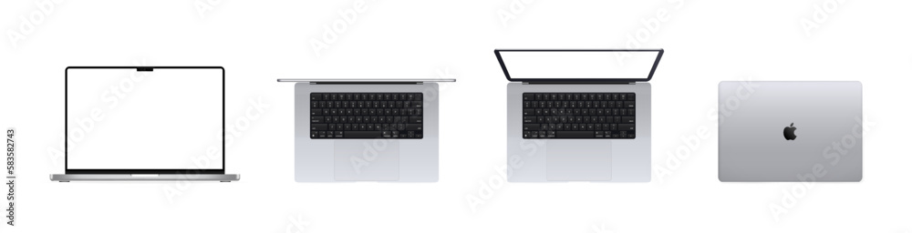 Realistic laptop mockup with blank screen on white background ...