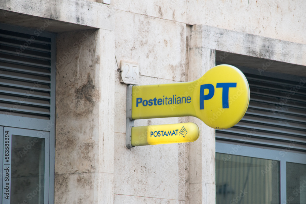 Rome, Italy - December 8, 2022: Logo and sign of Italian Post (Poste ...