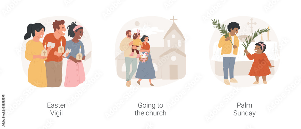 Vetor de Easter day isolated cartoon vector illustration set. Easter ...