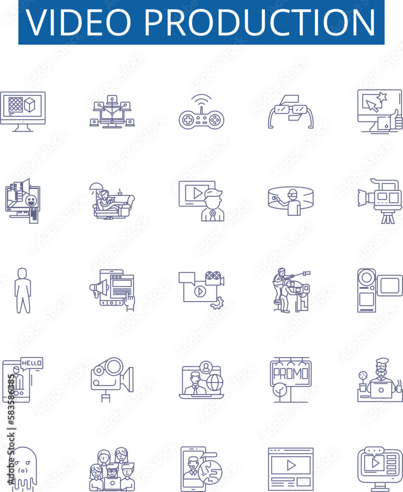 Video production line icons signs set. Design collection of ...