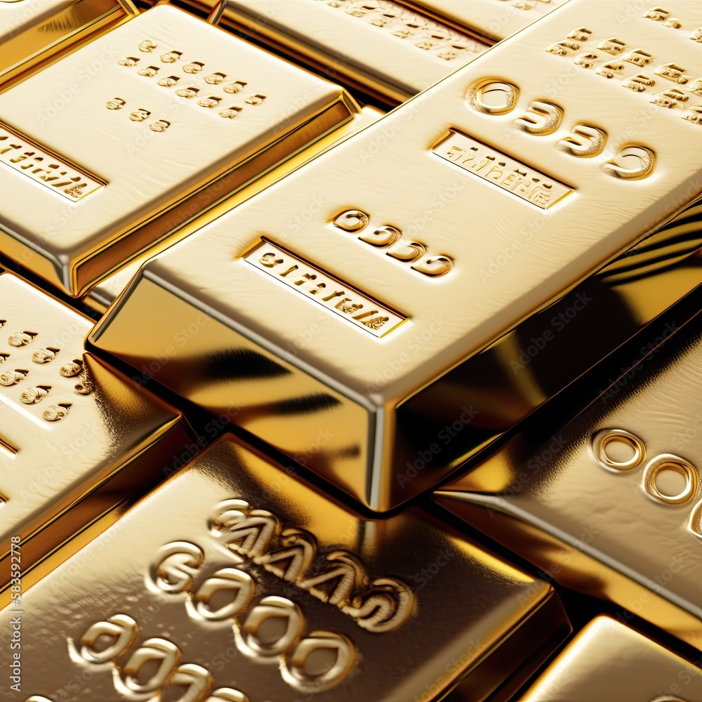 3D illustrations or 3D renderings gold backgrounds made gold ingots ...