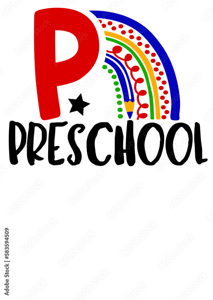 Preschool. Rainbow color clipart. Isolated on transparent background ...