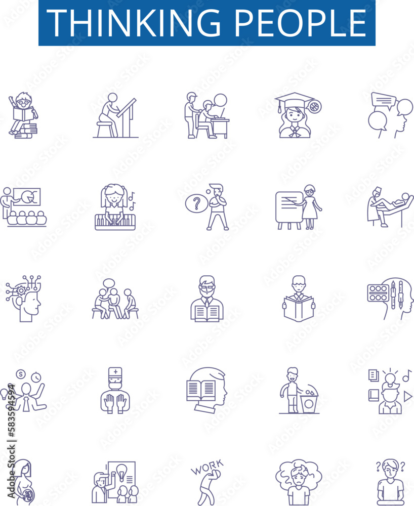 Thinking people line icons signs set. Design collection of Thinkers ...