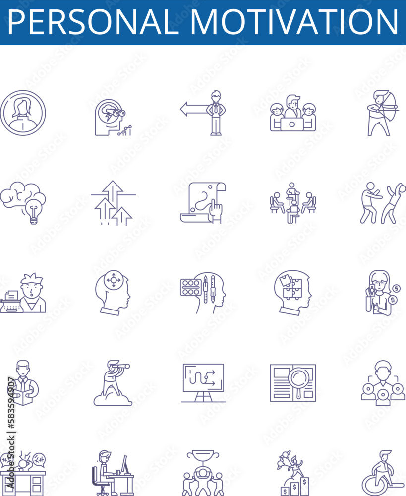 Personal motivation line icons signs set. Design collection of ...
