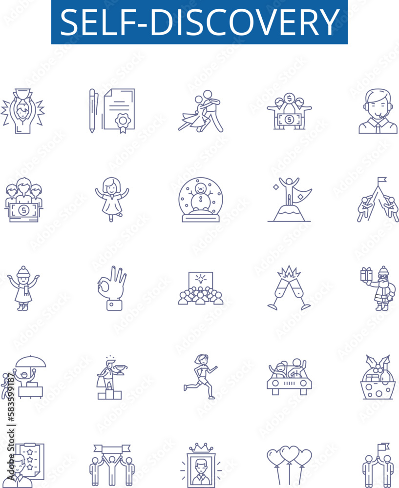 Self-discovery line icons signs set. Design collection of Exploration ...