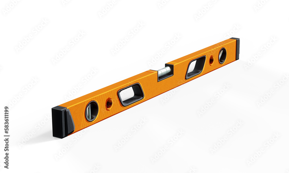 Building spirit level tool isolated on white with clipping path. 3d ...
