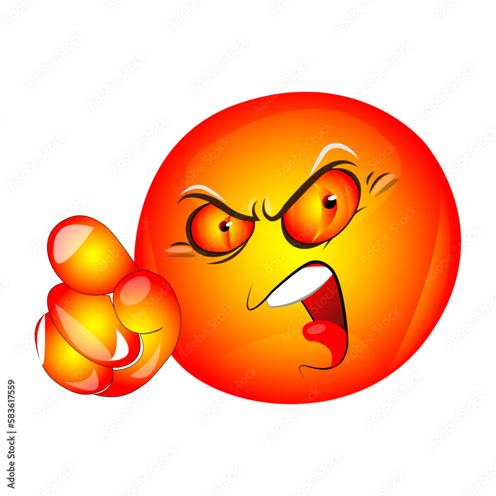 Aggressive angry emoticon with the features of an evil kolobok. Points ...