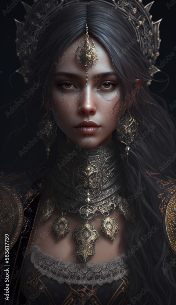 Glamorous portrait of a beautiful girl in trendy outfits. Princesses ...