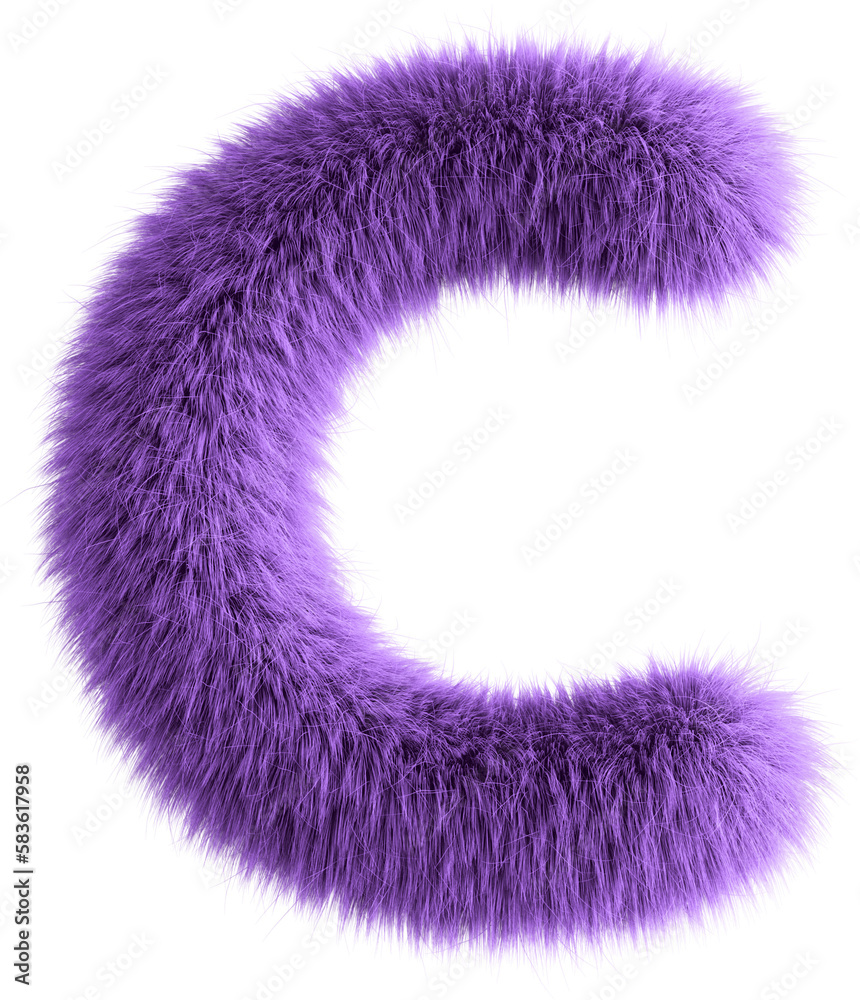 Purple 3D Fluffy Letter C Stock Illustration | Adobe Stock