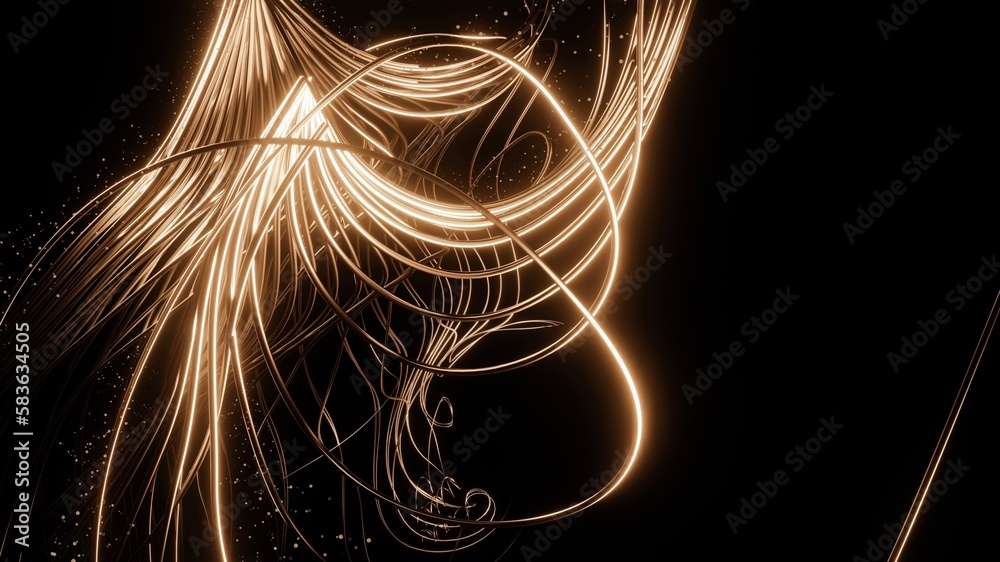 Abstract bright levitating hair background, render futuristic wallpaper ...