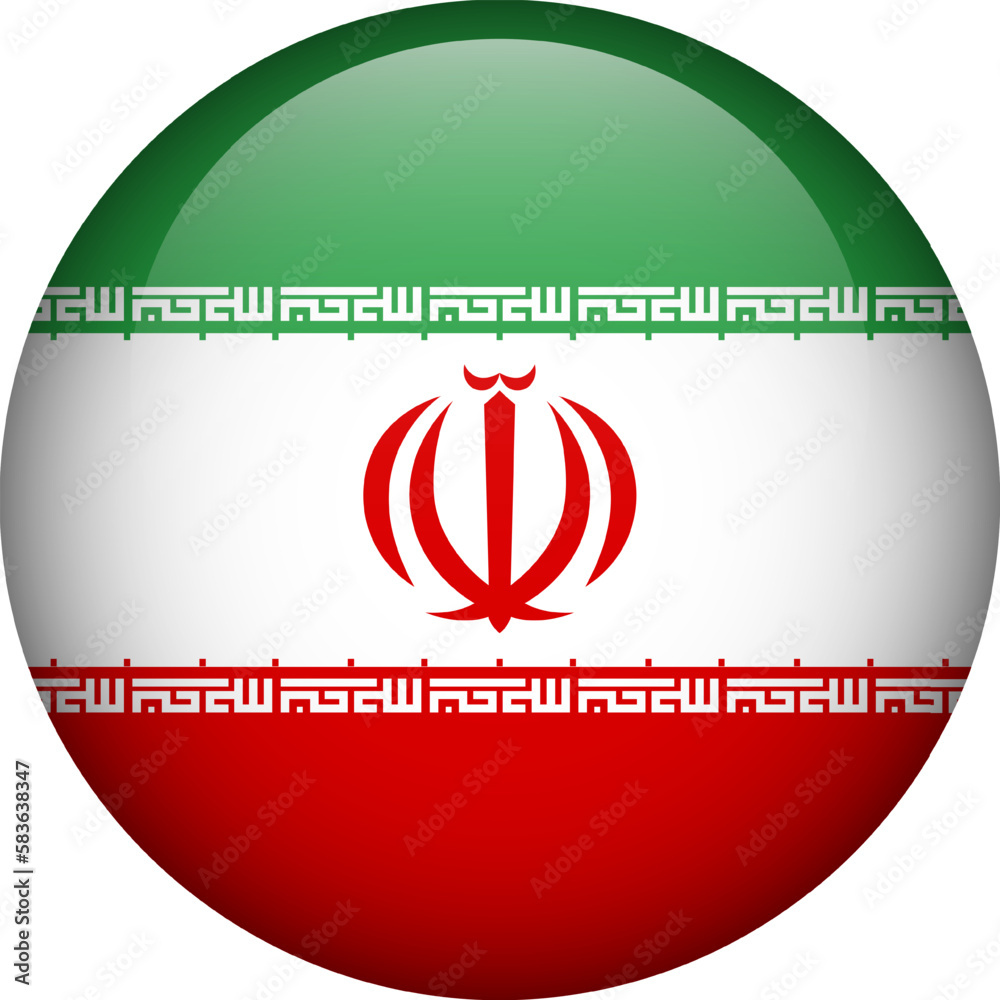 Iran flag button. Emblem of Iran. Vector flag, symbol. Colors and ...