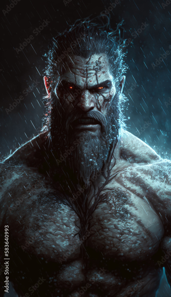 Brutal portrait of a vampire werewolf, a man of wars with a formidable ...