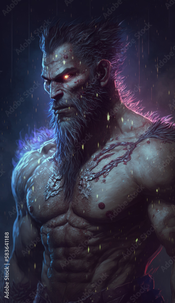 Brutal portrait of a vampire werewolf, a man of wars with a formidable ...