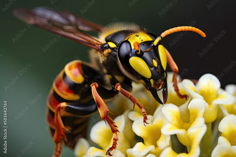 Asian Giant Hornet or Murder Hornet on a flower Stock Illustration ...