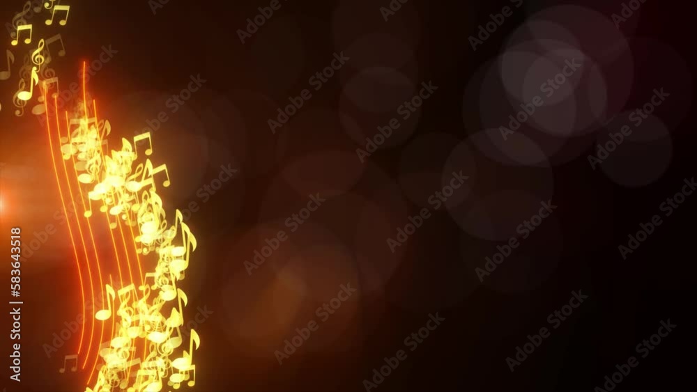 Music Background With Glowing Music Symbol. Music Symbols Flying On ...