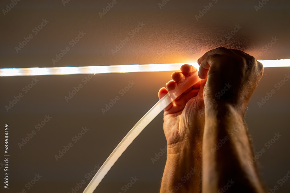 Moving to a new house. Diode lighting installation, installation of LED ...