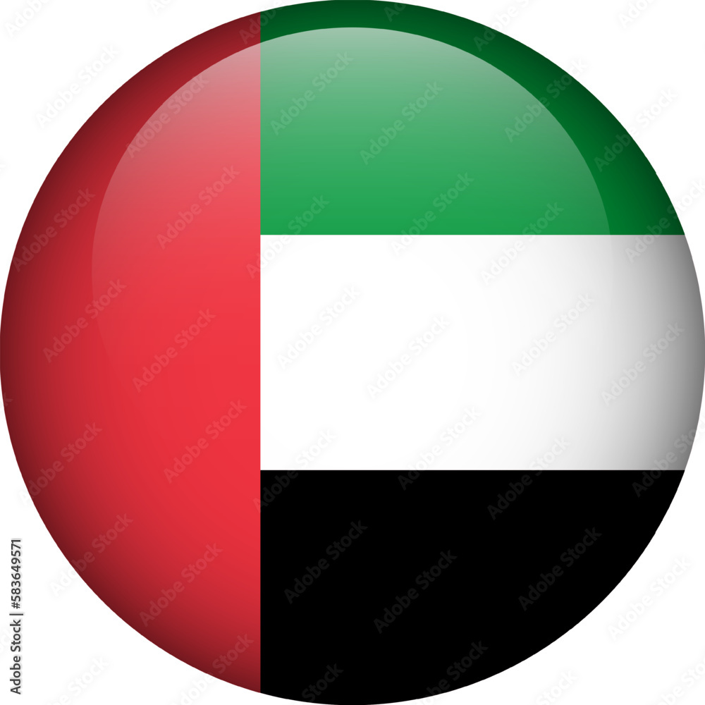 United Arab Emirates flag button. Emblem of UAE. Vector flag, symbol ...