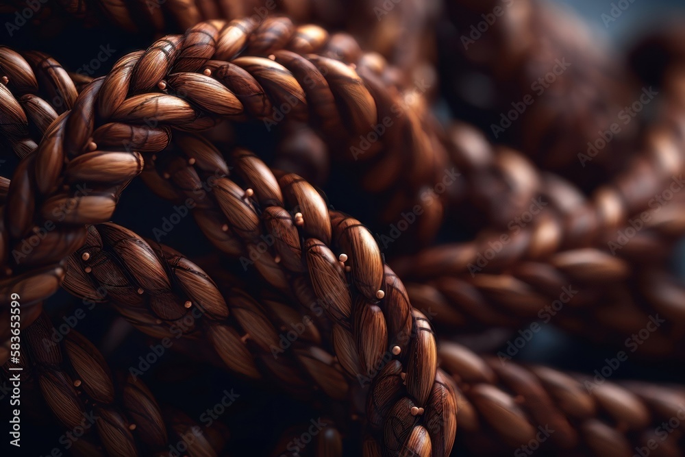 African braids with kanekalon at close range with beads. AI generated ...