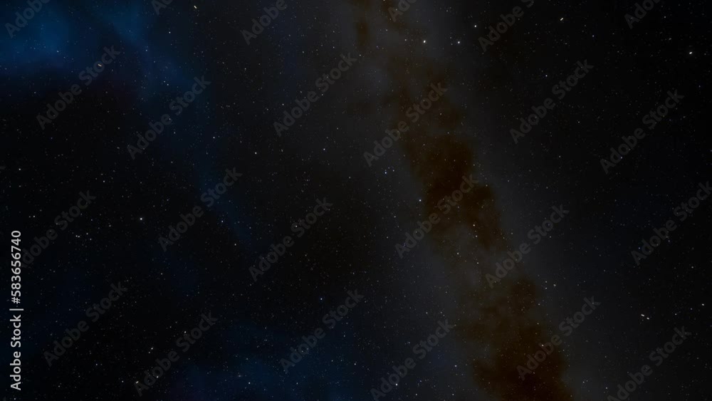 Traveling through space nebula and star fields in deep space. 3D ...