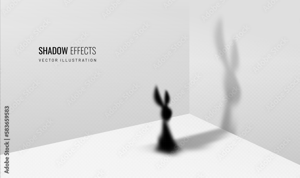 Silhouette rabbit on a transparent background. Easter bunny shadow ...