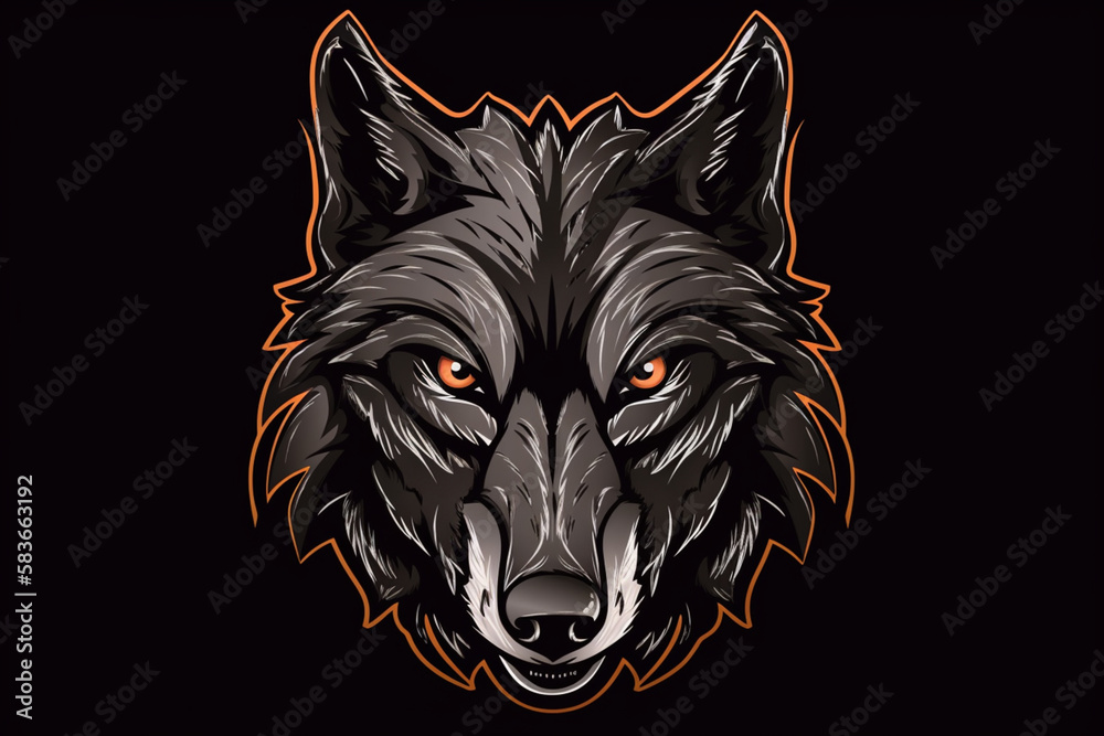 Lunar Wolf Logo on Night Sky Background Stock Illustration | Adobe Stock