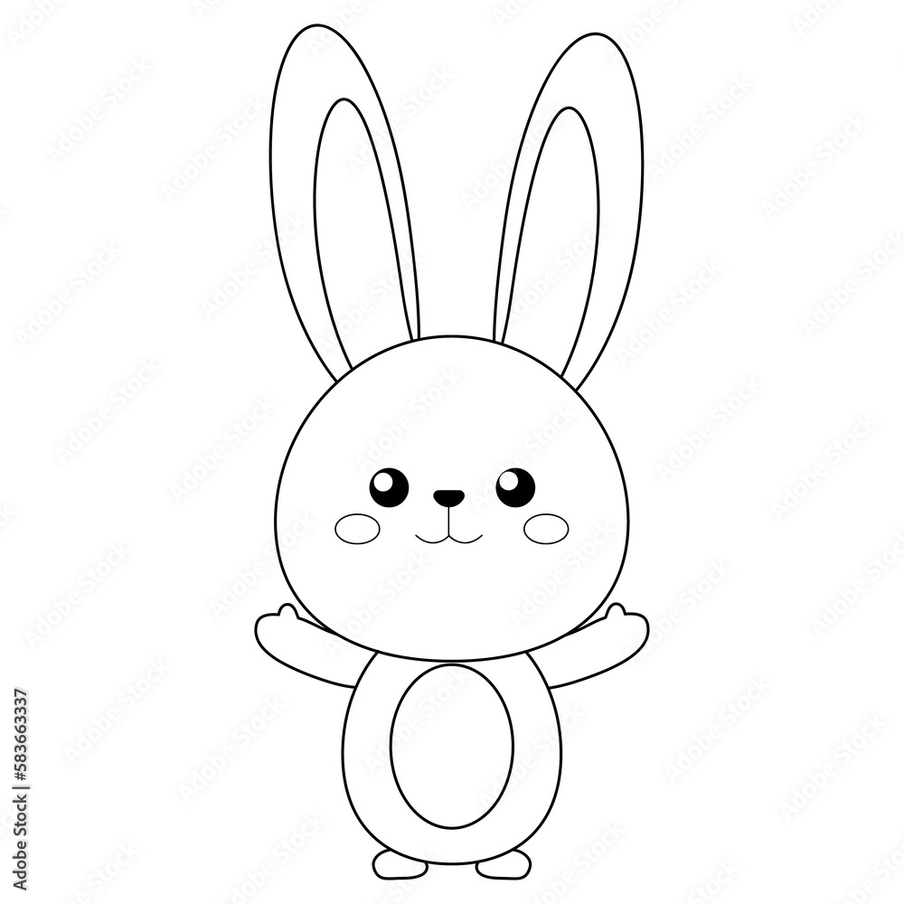 Ilustración de lindo conejo de pascua saludando en contorno para ...