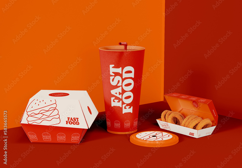 Fast Food Box Set Mockup Stock Template | Adobe Stock