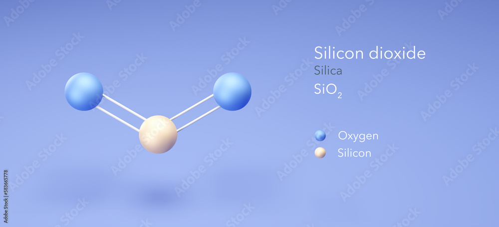 silicon dioxide molecule, molecular structures, silica, 3d model ...